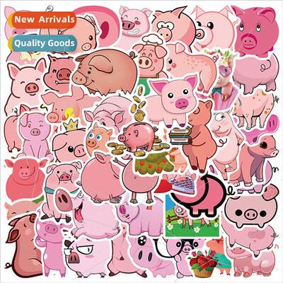 50 not repeated cute pink pig stickers doodle luggage comput