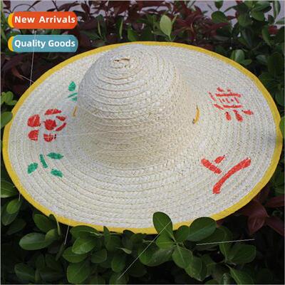 Bleached Farmer Straw Hat Shanghai Ruffled Border Labor Stra