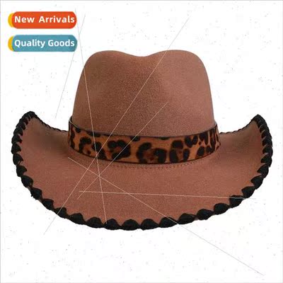 Tweed rolled cowboy hat men and women wrapped personalized j