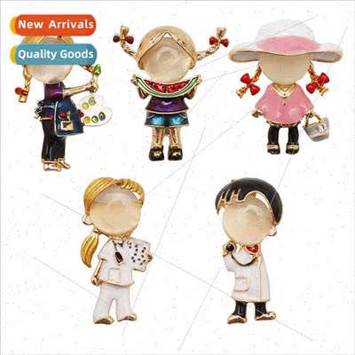 New cartoon faceless man doctor brooch cute girl medical per