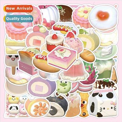 63 pcs of 3D cartoon food stickers cute dessert handbook dec