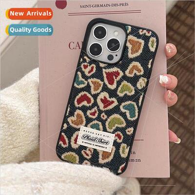 Autumn and winter embroidery colorful heart 适用 iPhone 14/1
