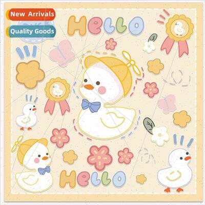 Cartoon yellow duck electric car stickers cute helmet decora