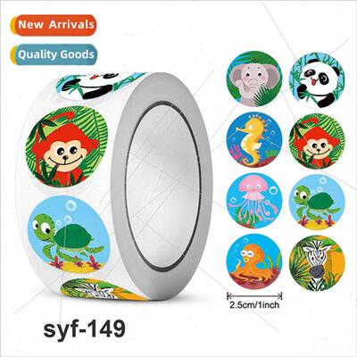 New rolls of coated paper stickers cute children animal seal