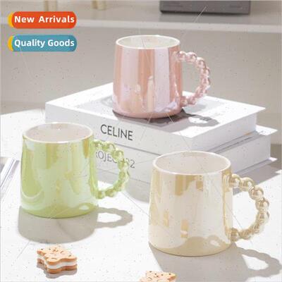 ins pearl handle mug creative girl heart ceramic cup high va