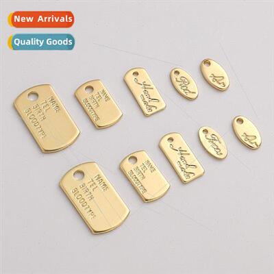 14K gold-plated rectangular oval engraved letters tags small