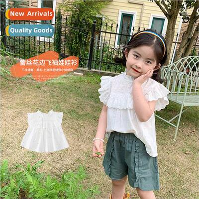 Korean childrens clothing girls shirt 2022 summer Yanqi litt