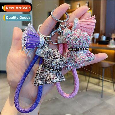 Korea cartoon full diamond pitbull keychain cute men and wom