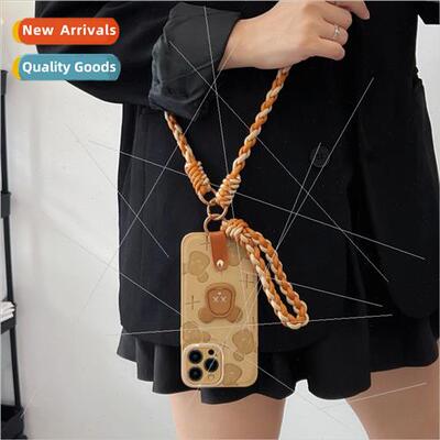 cartoon bear IPhone14ProMax leather embossed Apple 15PRO cas