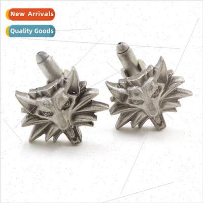 Game  jewelry The Witcher 3 wolf head cufflinks personalized