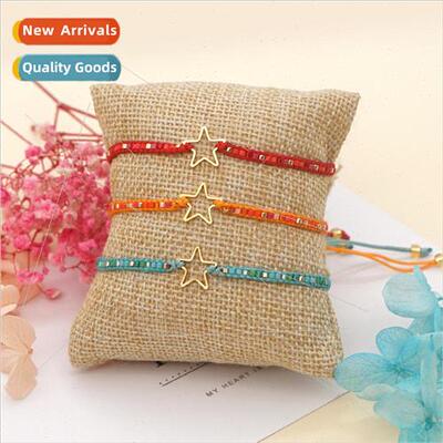 mple fashion stainless steel pentagram ethnic  rice beads ha