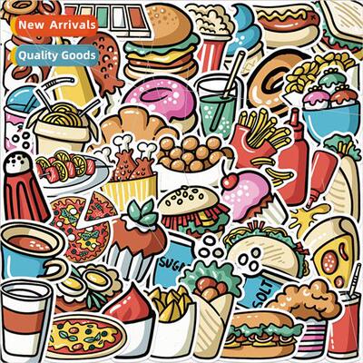 44 cartoon food illustration doodle stickers decorative lugg