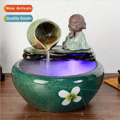 Ceramic figure small Buddha simple desktop trumpet running w