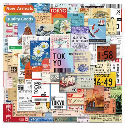 60 Japanese travel tickets local attractions stickers luggag