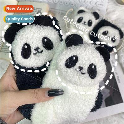 Black and white mink socks women simple coral velvet panda m