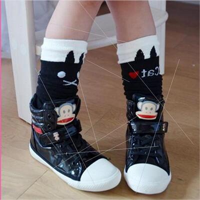 Childrens cartoon kitten mid-calf socks knee-high mid-calf s