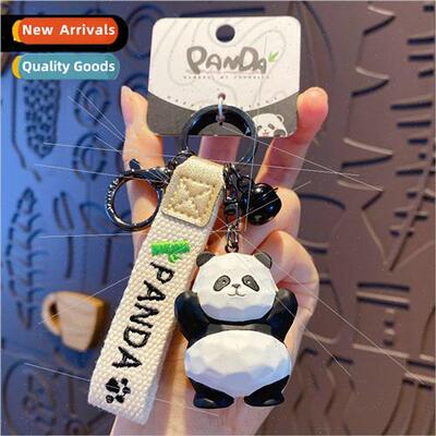 Wood carving wind panda resin keychain creative exquisite ra