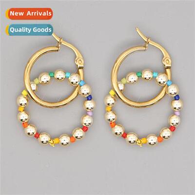 ins bohemian  jewelry color preservation large gold beads st