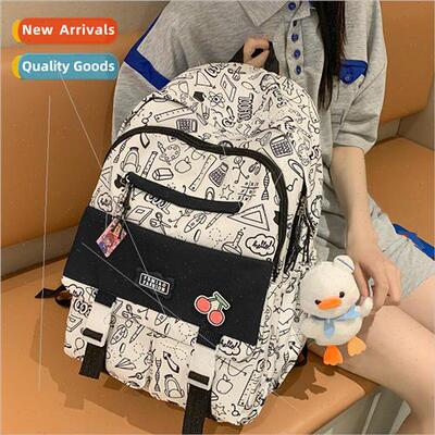 Harajuku ins schoolbag female new graffiti girl large-capaci