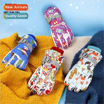 Childrens warm gloves ski gloves winter padded cute kids out