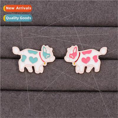 Ultimate Class 3 Flying Cow Brooch Blue Pink Enamel Pin Cart