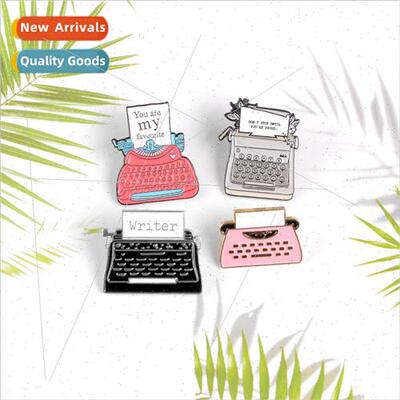 New Brooch Cartoon Enamel Typewriter Vintage Punk Fax Machin