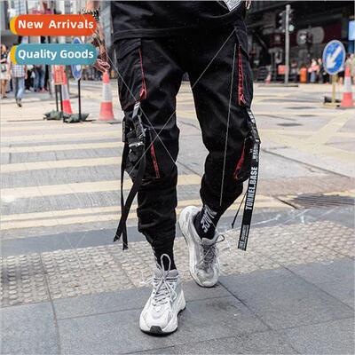 flutter belt drawstring leg work pants mens personalized hip