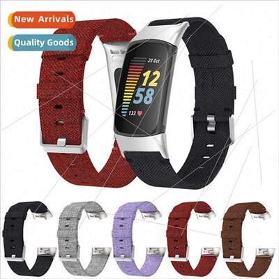 适用 Fitbit charge5 nylon strap c5 canvas strap Charge 5 den
