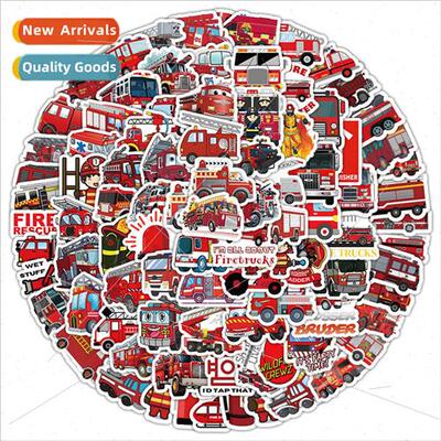 100 cartoon fire engine stickers graffiti childrens statione