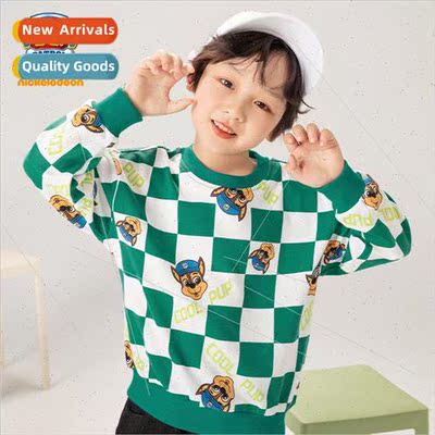 Woof Woof Kids Sweatshirt Boys Fall 2023 New Checkerboard Ch