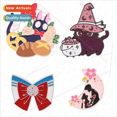 American Girl Warrior Brooch Bow na Cat Moon Cat Enamel Pin