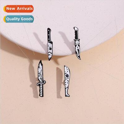 Horror Gothic Skeleton Dagger Metal Brooch Dark Halloween Cl