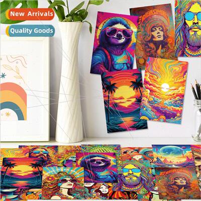 50 Colorful Hippie Wall Decor Cards Album ving Room Wall Art