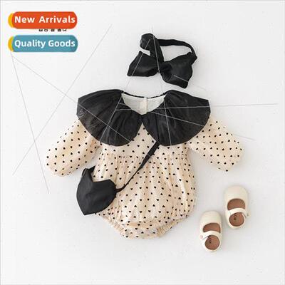 Baby girl new package fart jumpsuit Princess large lapel out