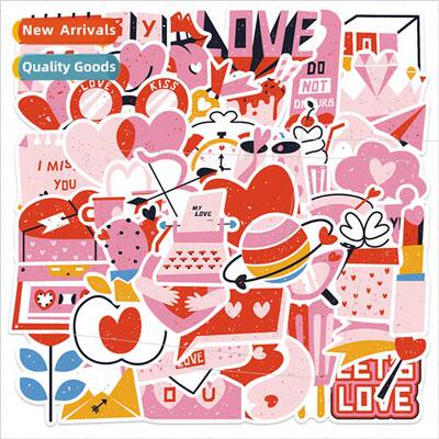 50 Pink Heart Girl Stickers Decorative ggage Laptop Waterpro