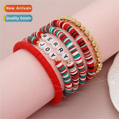 Christmas  Alphabet Gold Plated Copper Beads Ladies Ornament