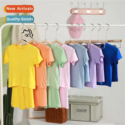 22 new childrens homewear summer solid color short-sleeved s