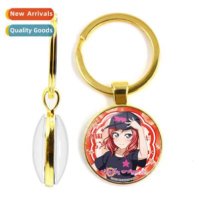 Anime Love Live All Stars Gold Reversible Keychain Time Gems