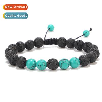 Couples Set 8mm Tiger Eye Volcanic Rock Adjustable Bracelet