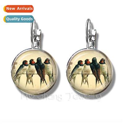 Green Hummingbird Glass Caboch Earrings BioShock Infine Bird