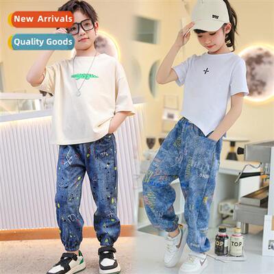 Childrens imati cott letters printed graffi jeans in small c