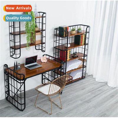 Modern creative ir bookshelf floor sting solid wood shelves
