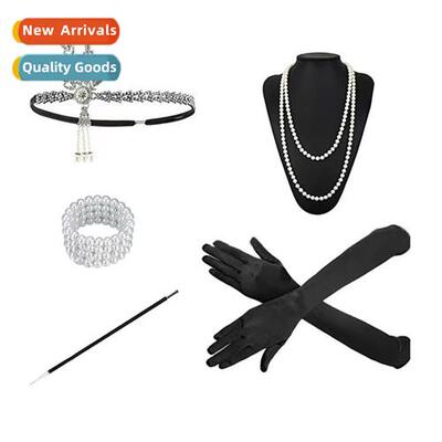 1920s Gatsby Bachelorette Party Set wh Diamd Tiara Bracelet