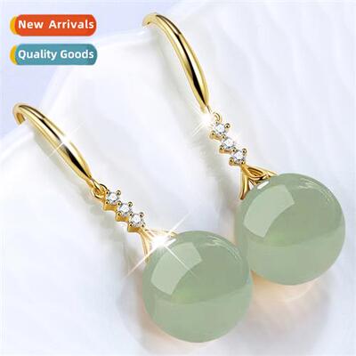 High imati green green  field jade earrings female zirc chal