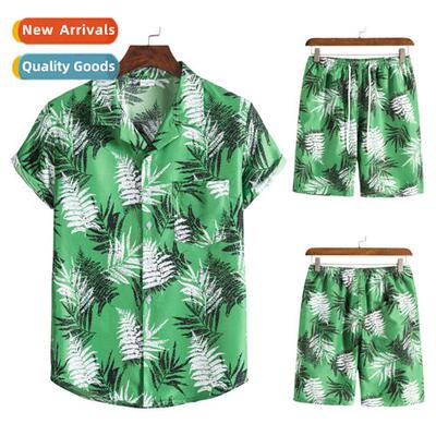 2022 Hawaii Collecti Beach Style Su Collar Printed Short Sle