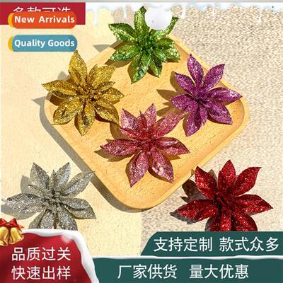 Christmas 9cm Plastic Sticky Powder Solid Christmas Flower M