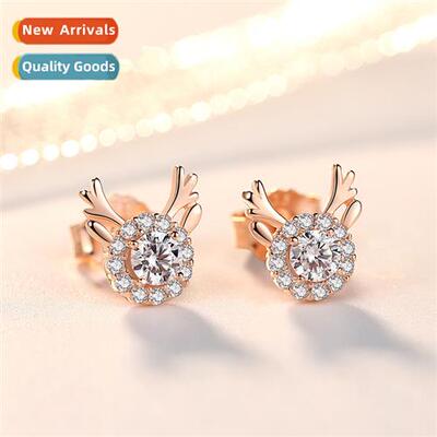 n silver-plated Mori lerature small elk earrings female snow
