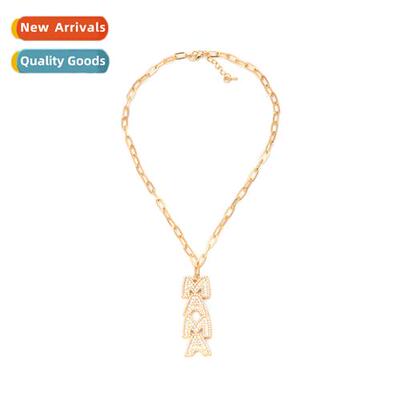 Splicing simple zinc alloy pearl letter necklace retro fashi