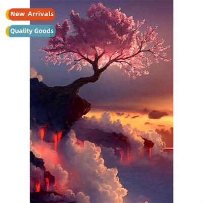 New flower e   cliff lscape diamd painting modern living roo