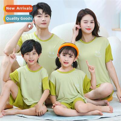 Parent-child short-sleeved shorts plain modal su middle and